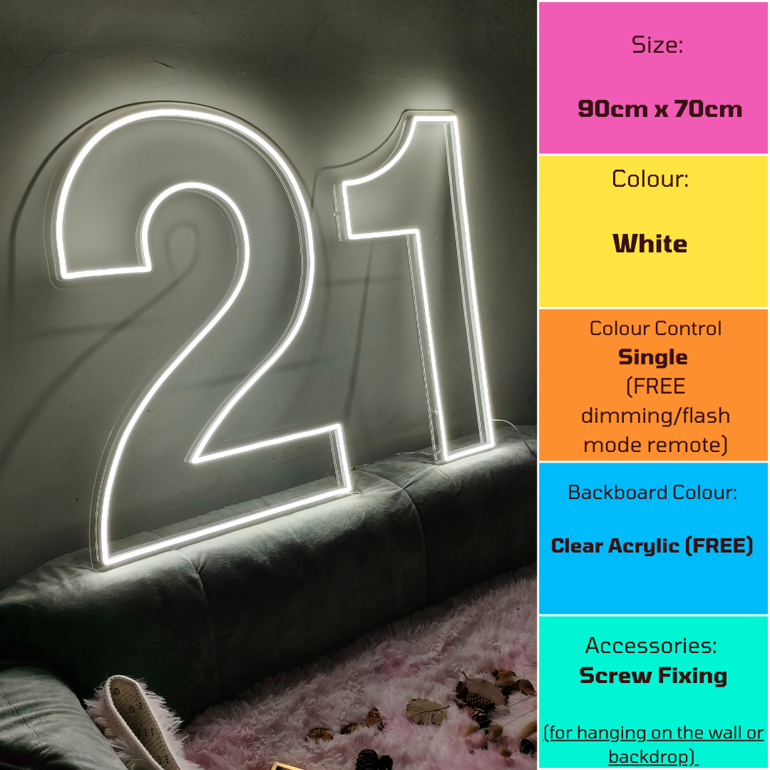 21st Birthday Neon Sign | Creative Twenty One Birthday Theme Decoration