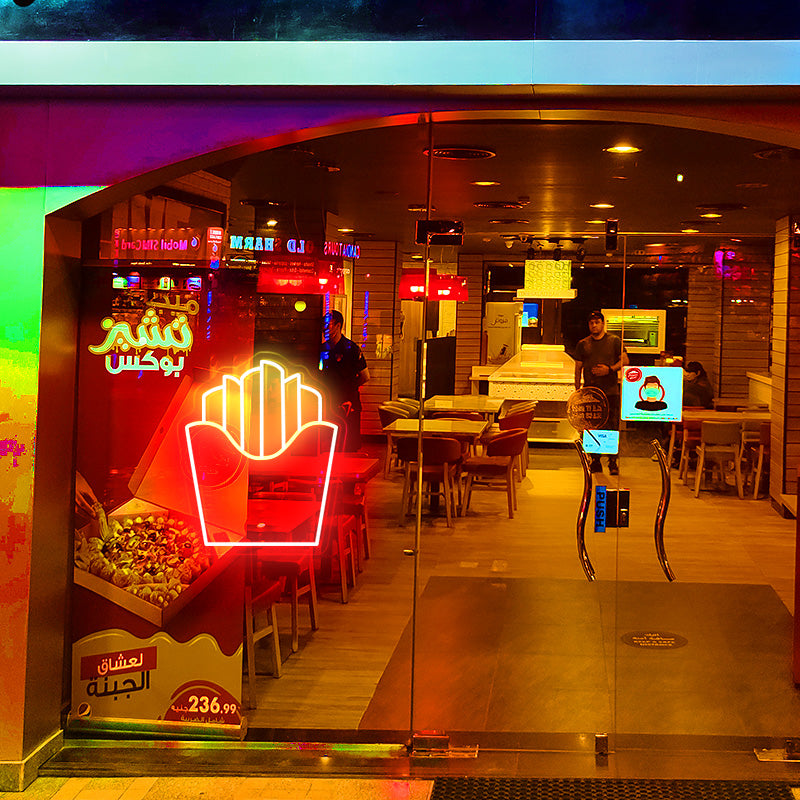 Hot Chips Neon Sign |French Fries LED Lights for Restaurants
