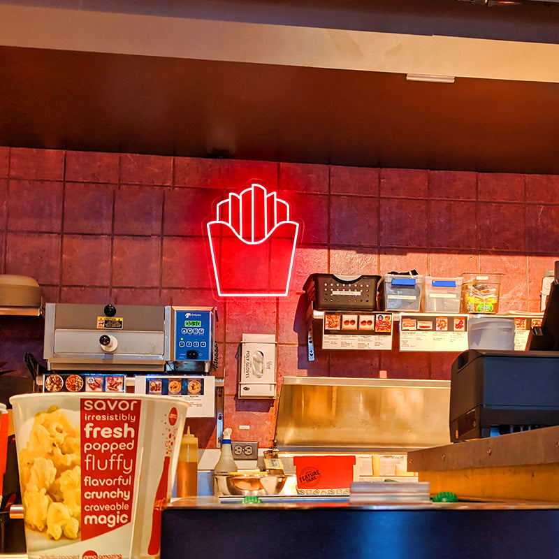 Hot Chips Neon Sign |French Fries LED Lights for Restaurants