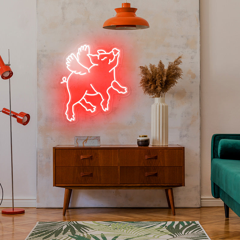 Flying Pig Neon Sign For Wall Decor Studio Or Business Salon