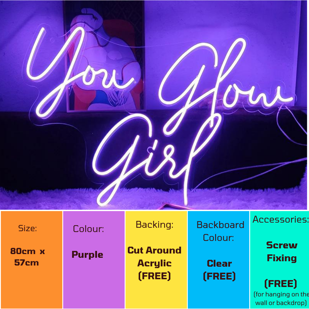 You Glow Girl Neon Sign|girl's room led neon light signs