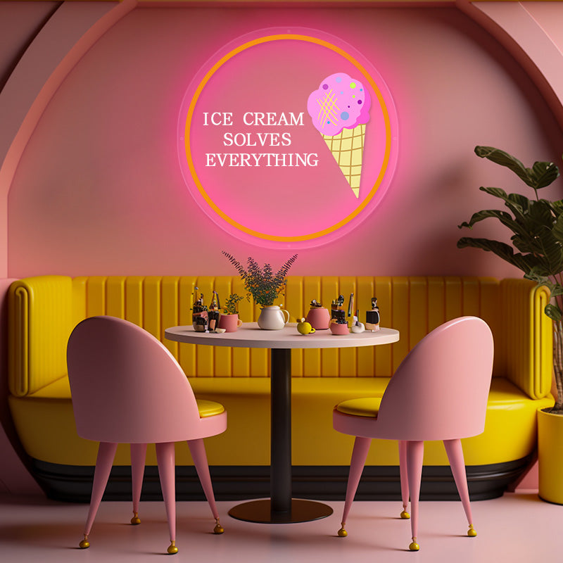 Ice cream solves everything 3D Neon Signs|UV Printed text Logo neon