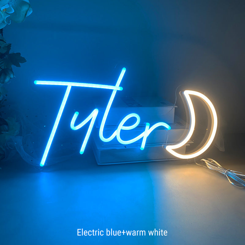 Customised Name with Moon Neon Light|create name neon light signs