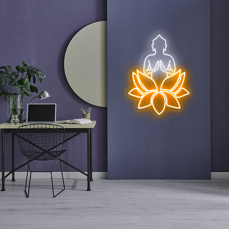Lotus Flower Buddha Neon|custom Buddha sign&lotus flower neon sign
