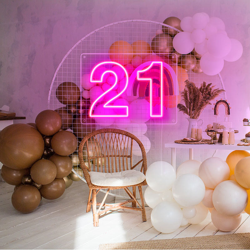 21st Birthday Neon Sign | Creative Twenty One Birthday Theme Decoration