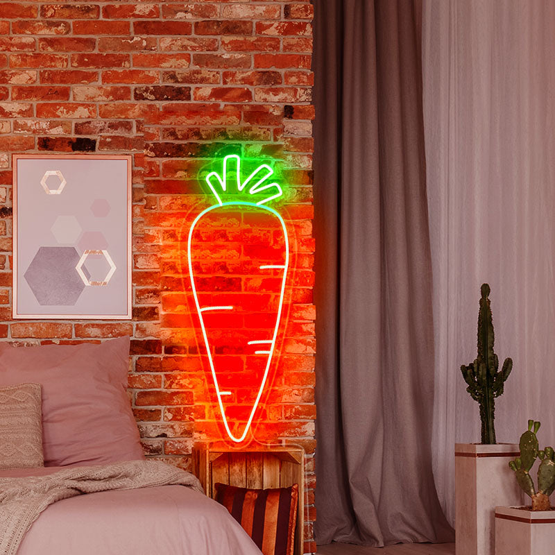 Cute Carrot Neon Lights For Kitchen | Home Decor Neon Signs