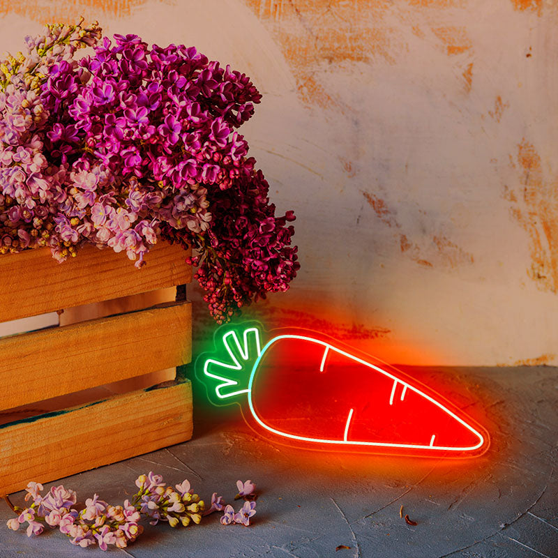 Cute Carrot Neon Lights For Kitchen | Home Decor Neon Signs