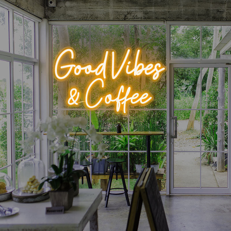 Good Vibes Coffee Neon | Cafe Neon Light | Custom Coffee Shop Neon Sign