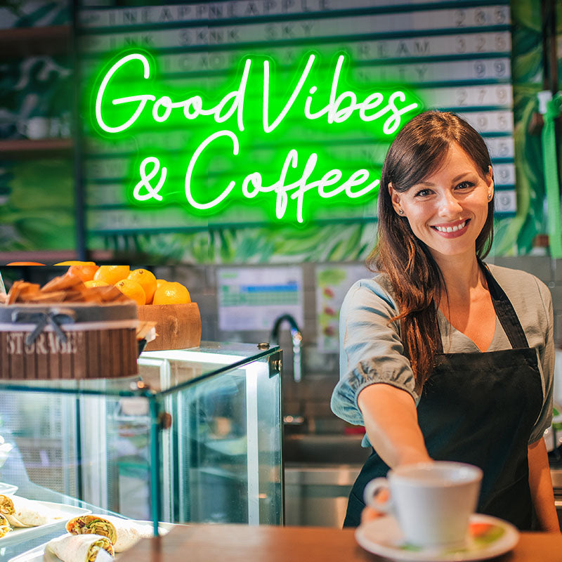 Good Vibes Coffee Neon | Cafe Neon Light | Custom Coffee Shop Neon Sign