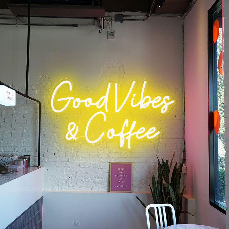 Good Vibes Coffee Neon | Cafe Neon Light | Custom Coffee Shop Neon Sign