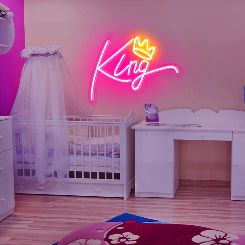 Cute Crown Neon Lights | King Neon Wall Art Lighting For Bedroom