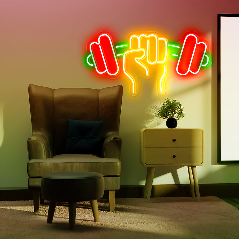 Barbell Lifting Neon Sign | Gym Neon Sign | Neon Party