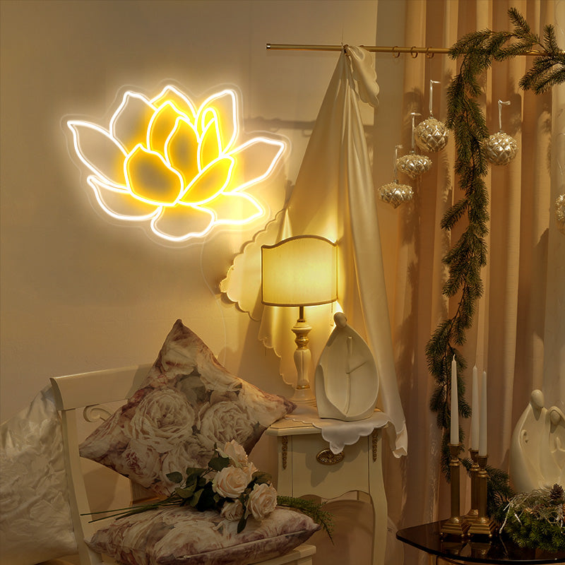Lotus Flower Neon Light| cool Lotus Flower neon wall art decoration